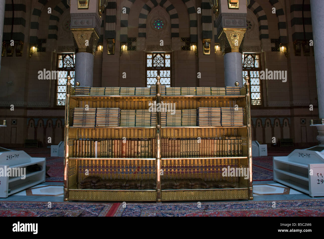 A rack of Qurans Mosque of the Prophet Masjid al Nabawi Madinah Saudi ...