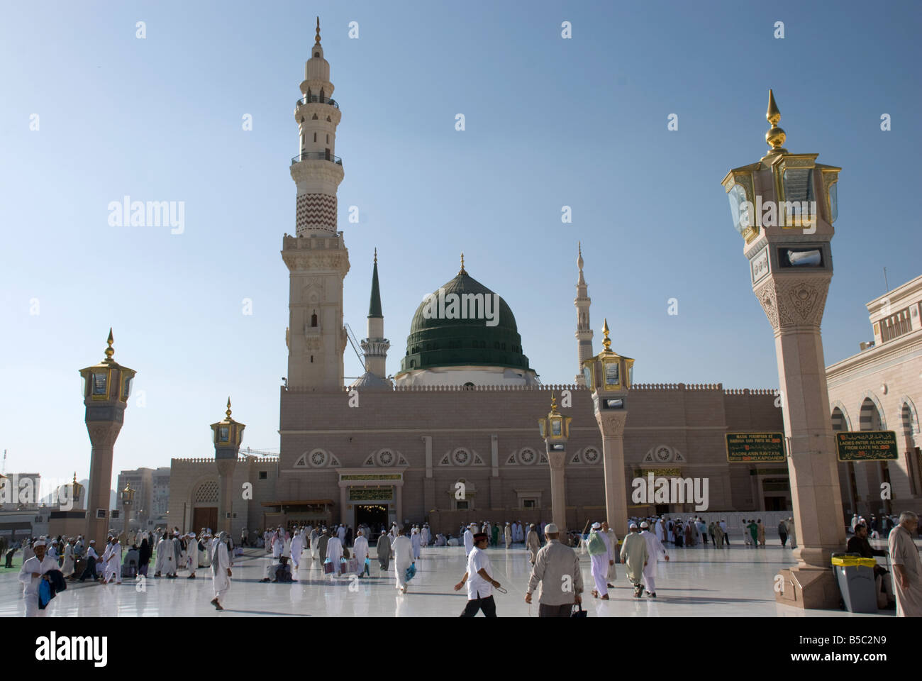 The green dome of Masjid al Nabawi in Madinah under which the Prophet ...