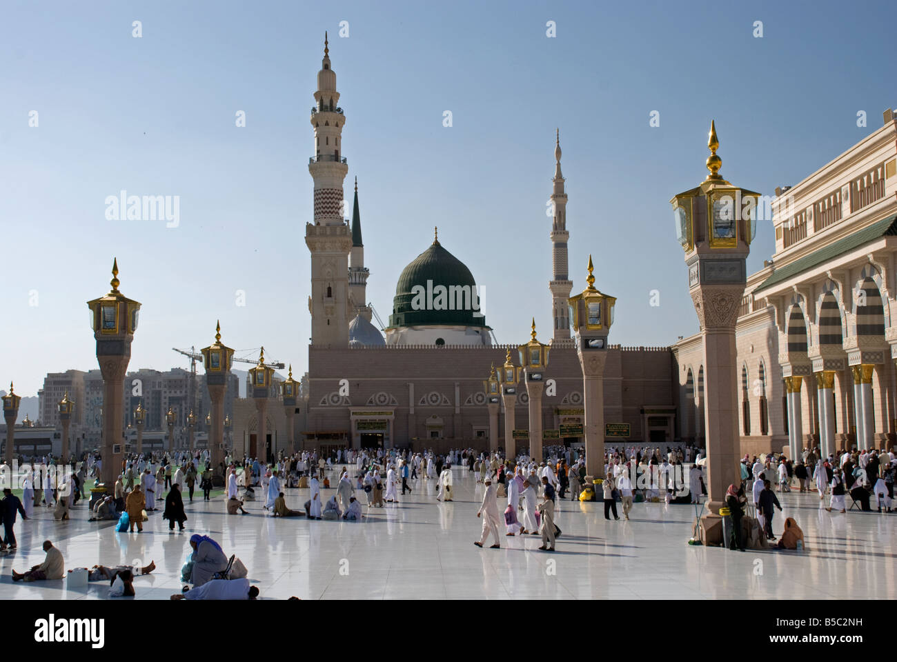 The green dome of Masjid al Nabawi in Madinah under which the Prophet ...