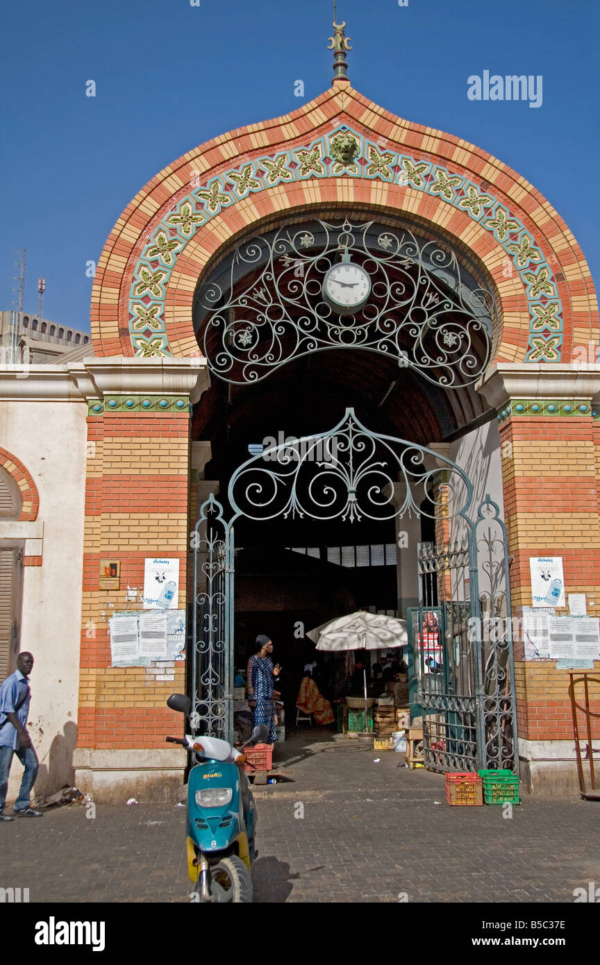 Decorative entrance of Kermel covered market Dakar Senegal Stock Photo ...