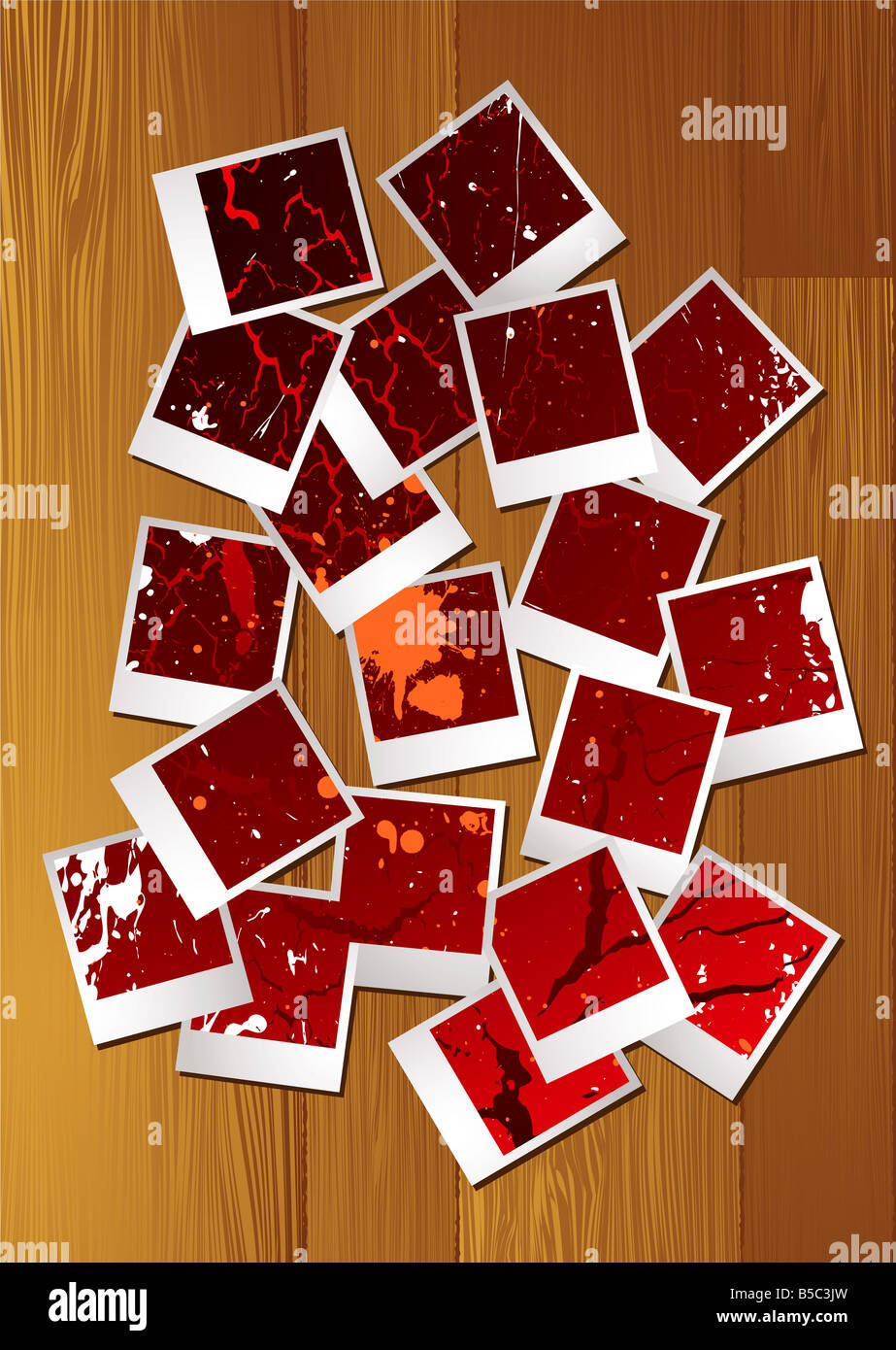 Abstract collection of polaroid images with ink splats Stock Photo - Alamy