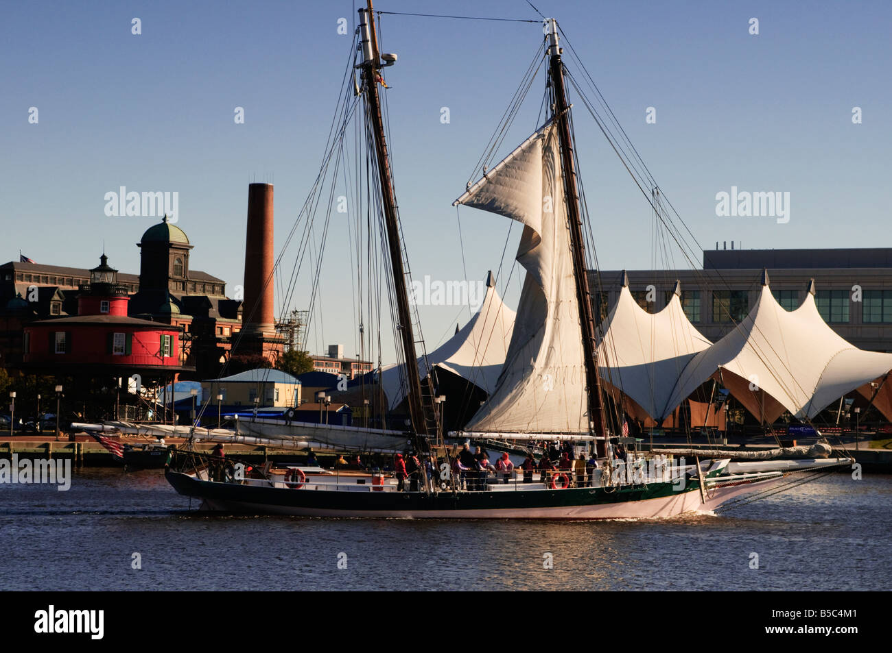 A large sail boat with the Baltimore skyline in the background Stock ...