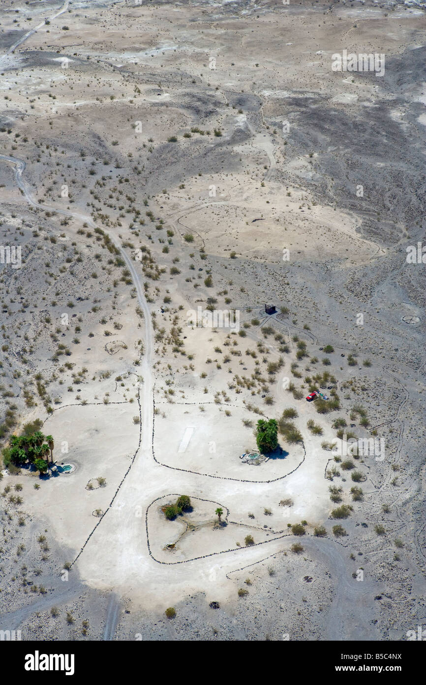 aerial view above Saline Valley hot spring pools Death Valley National ...