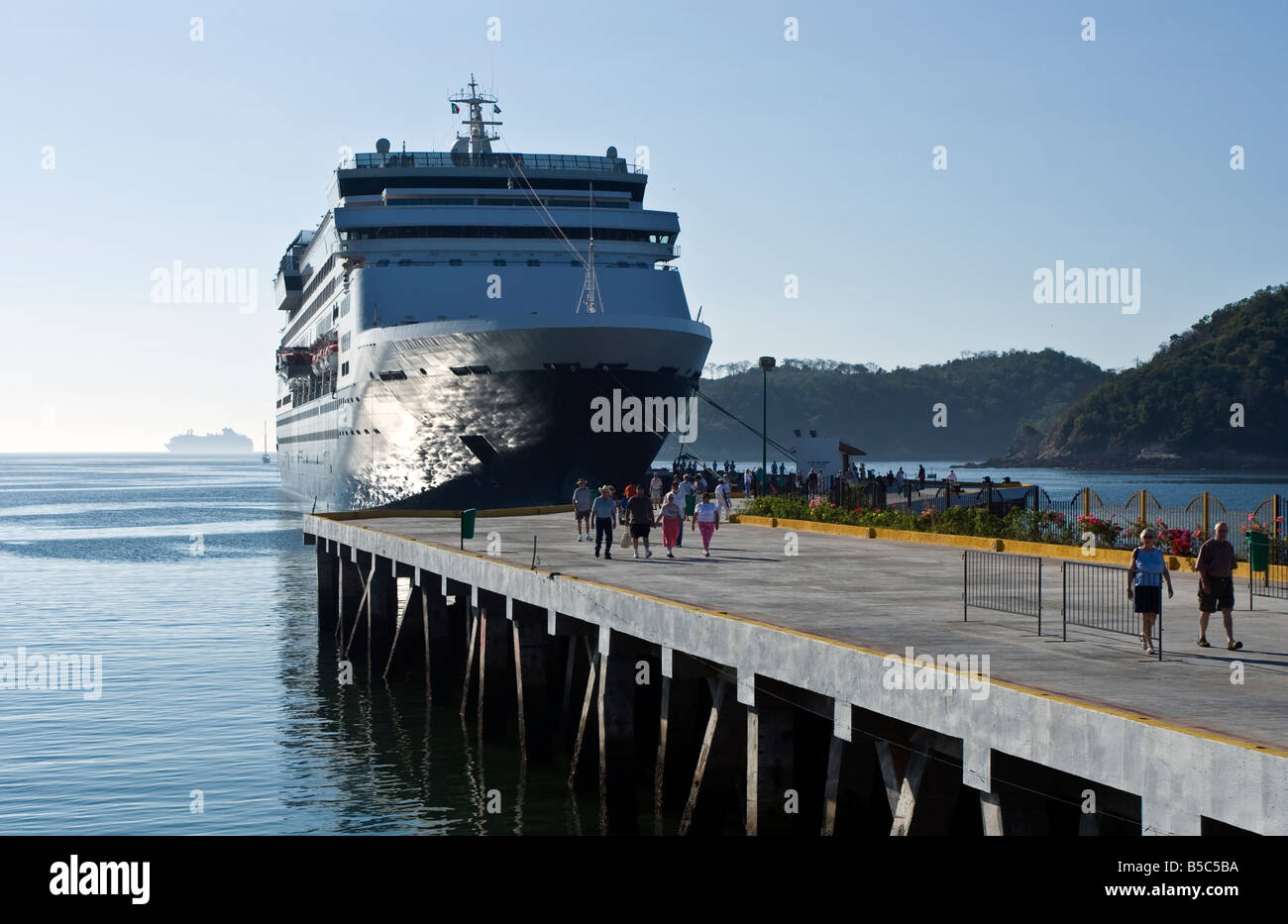 The Holland America cruise ship the MS Ryndam docked in Huatulco Mexico ...
