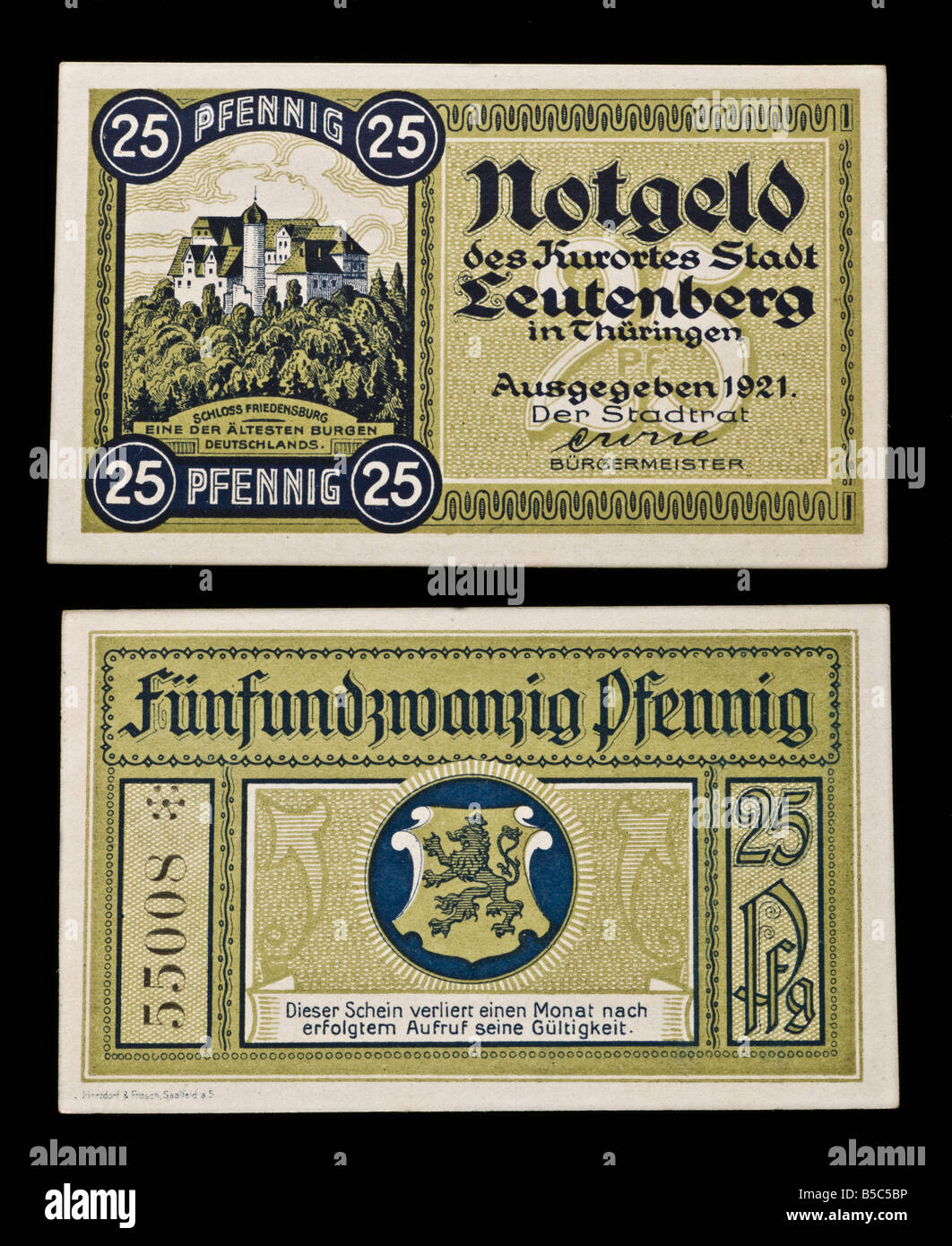 Notgeld or Rentengeld. Emergency currency printed in Germany from 1914 ...