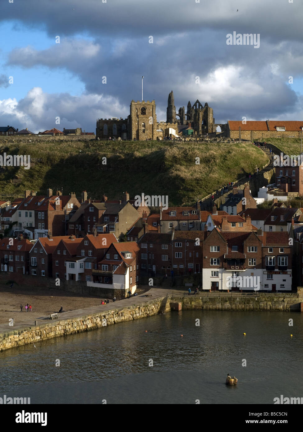 Whitby and Whitby Church and Abbey Stock Photo - Alamy