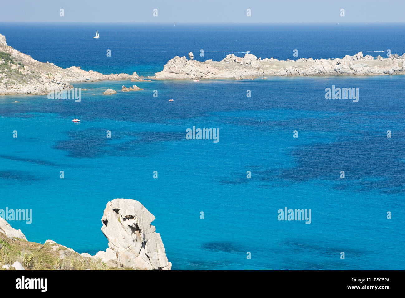 View from the rocky headland, Capo Testa, Santa Teresa Gallura ...