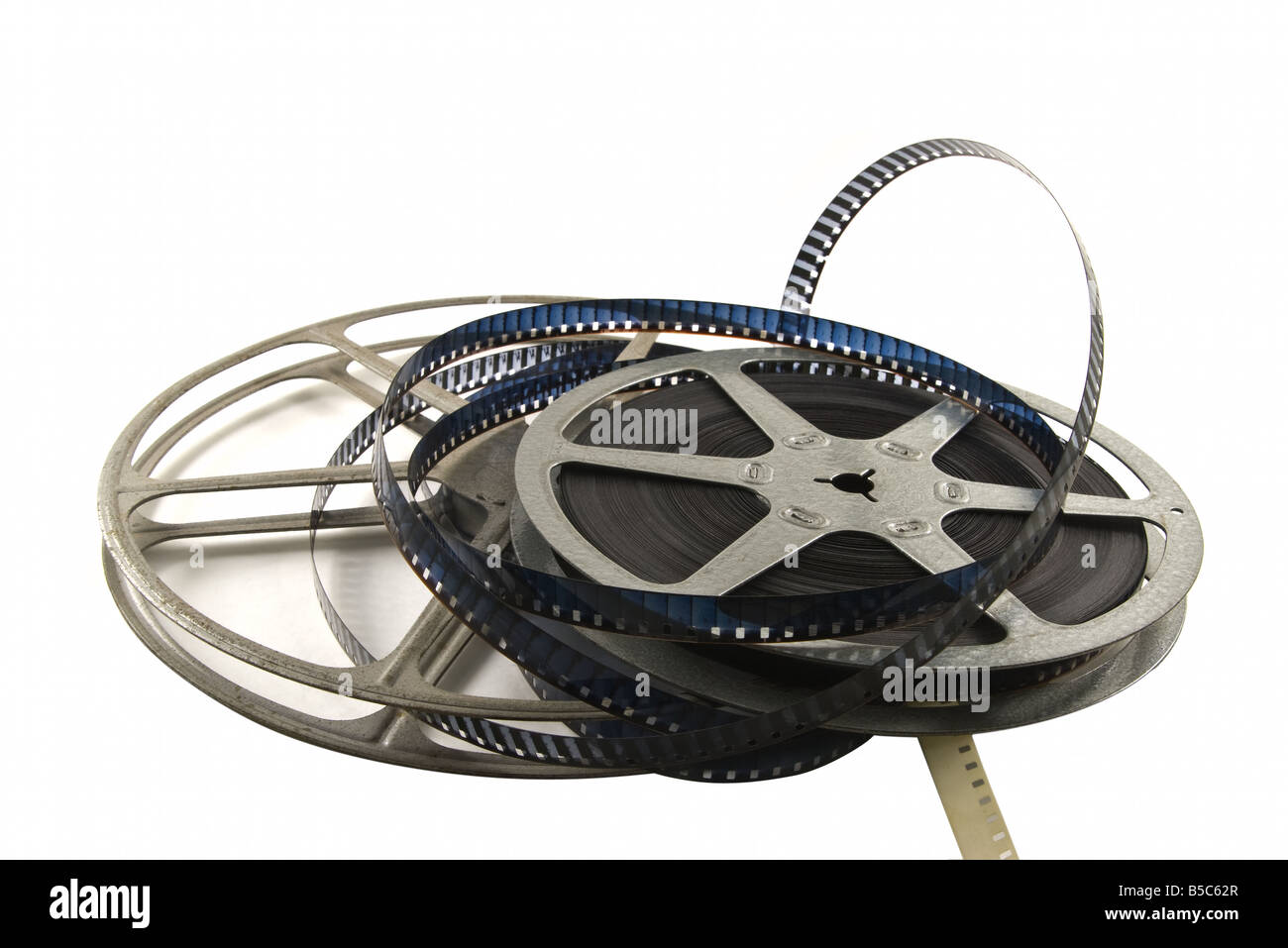 8mm movie film with metal reels Isolated on white background Stock ...
