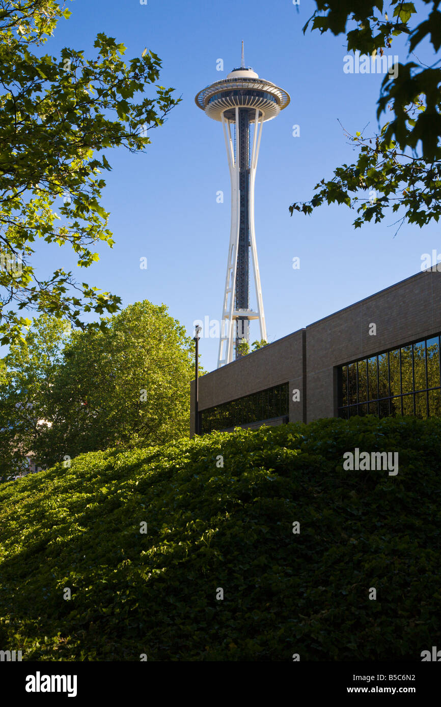 Seattle Space Needle seen through trees Stock Photo - Alamy