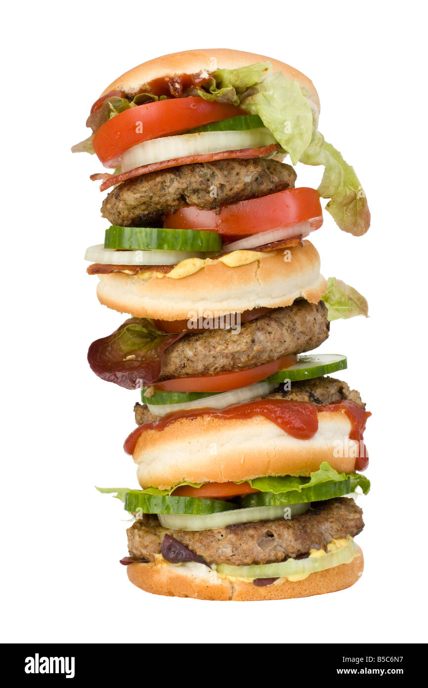 a home made big hamburger isolated on white background Stock Photo - Alamy