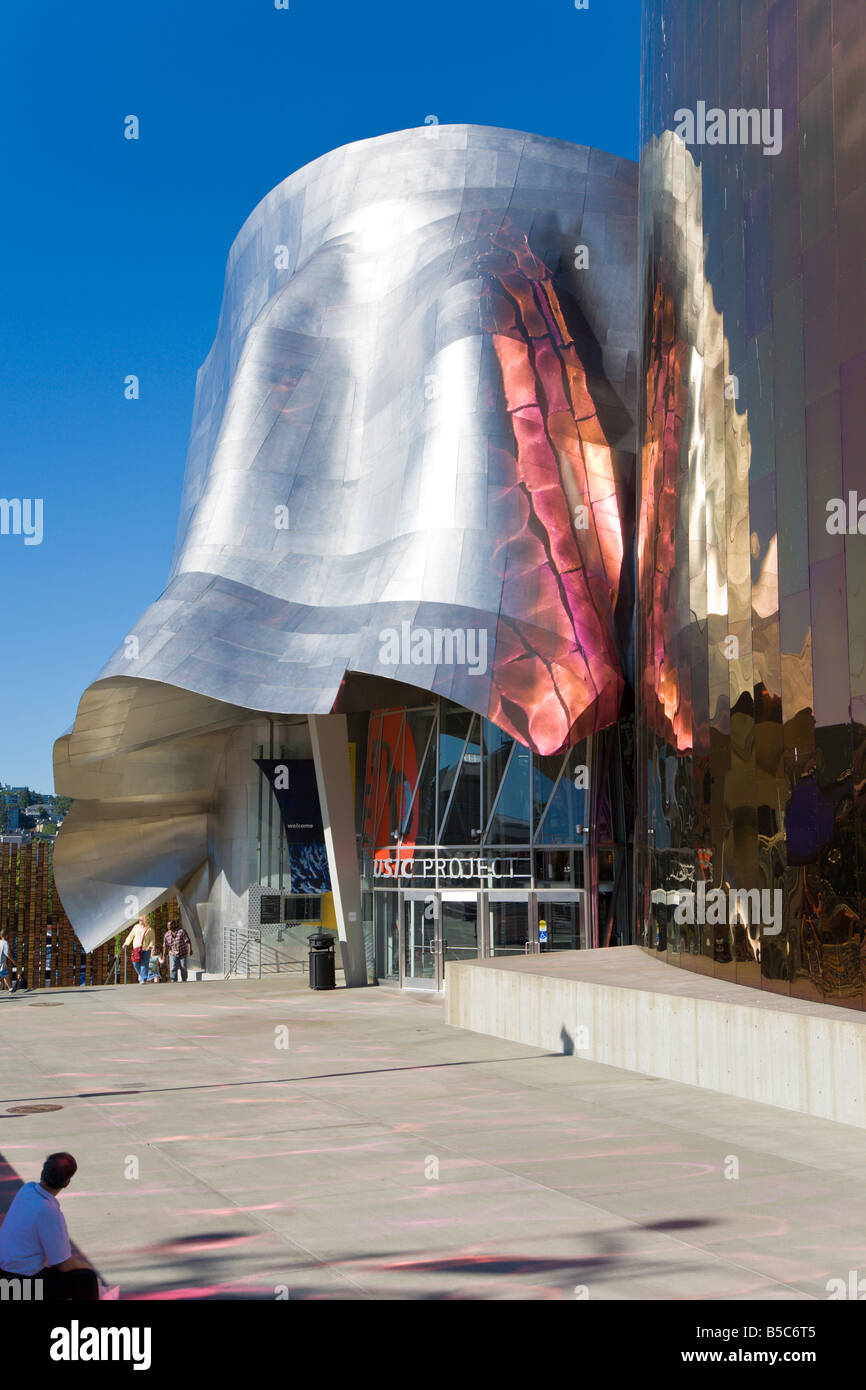 Entrance door to the unique architecture of Experience Music Project at ...
