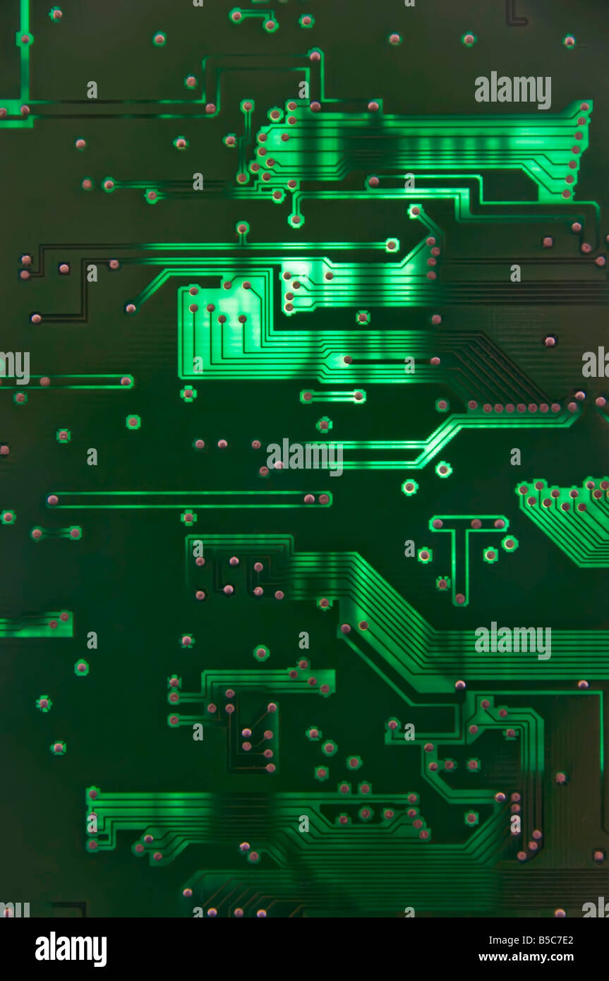 Underside of green motherboard from personal computer Stock Photo - Alamy