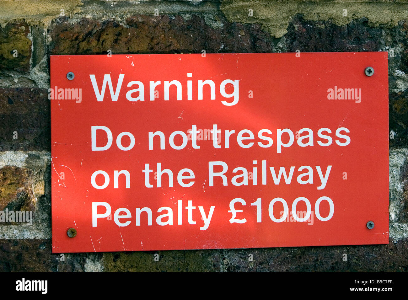 Railway Warning Sign Stock Photo - Alamy