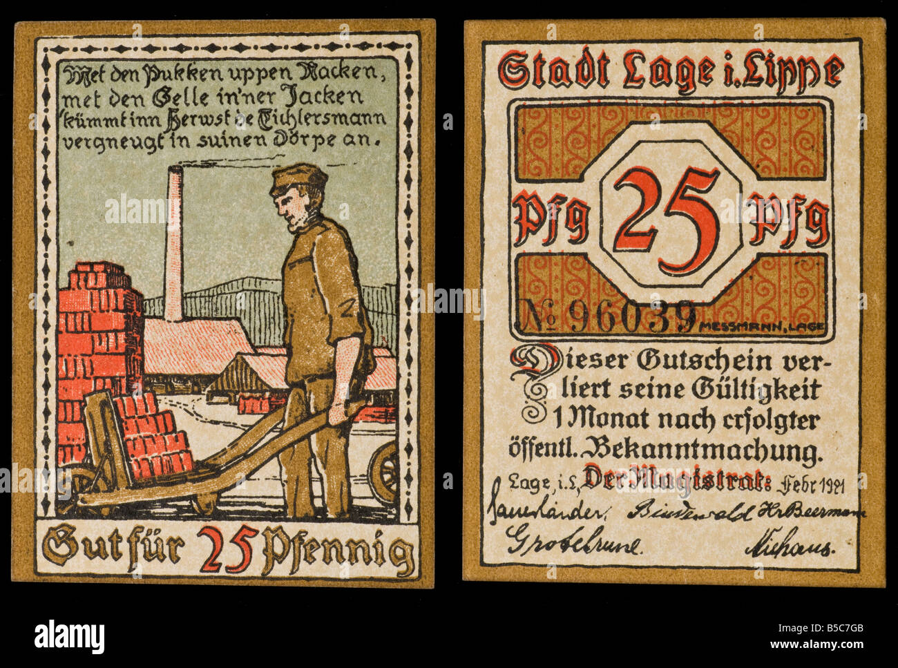Notgeld or Rentengeld. Emergency currency printed in Germany from 1914 ...