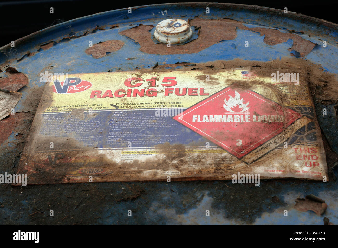 Label on fuel drum Stock Photo - Alamy