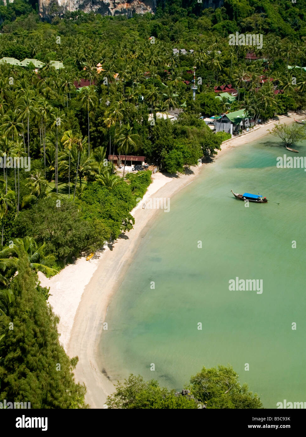 aerial view of beautiful East Rai Leh beach in Krabi Thailand Stock ...