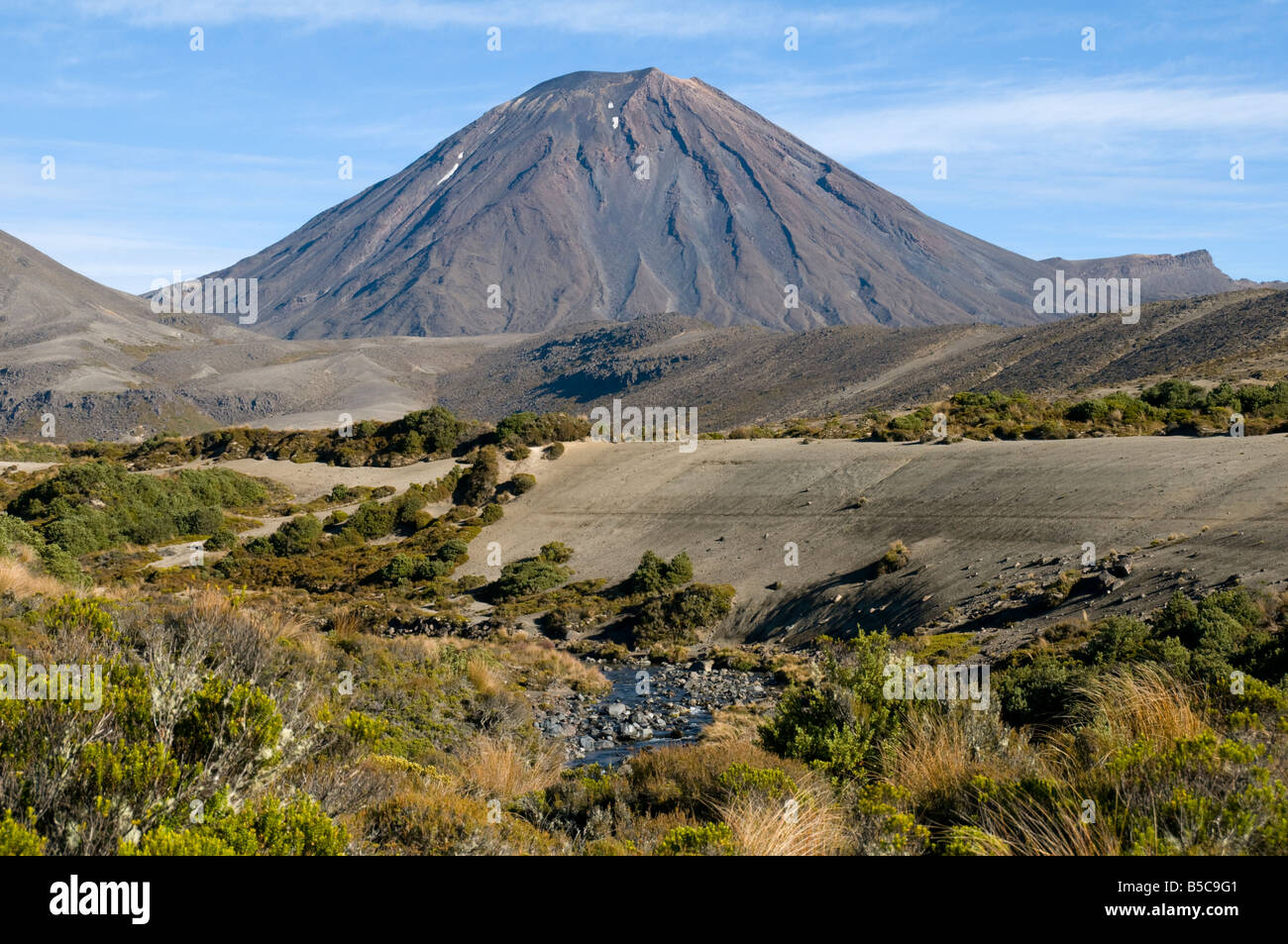Mount Ngauruhoe from the upper Waihohonu valley, Tongariro Northern ...