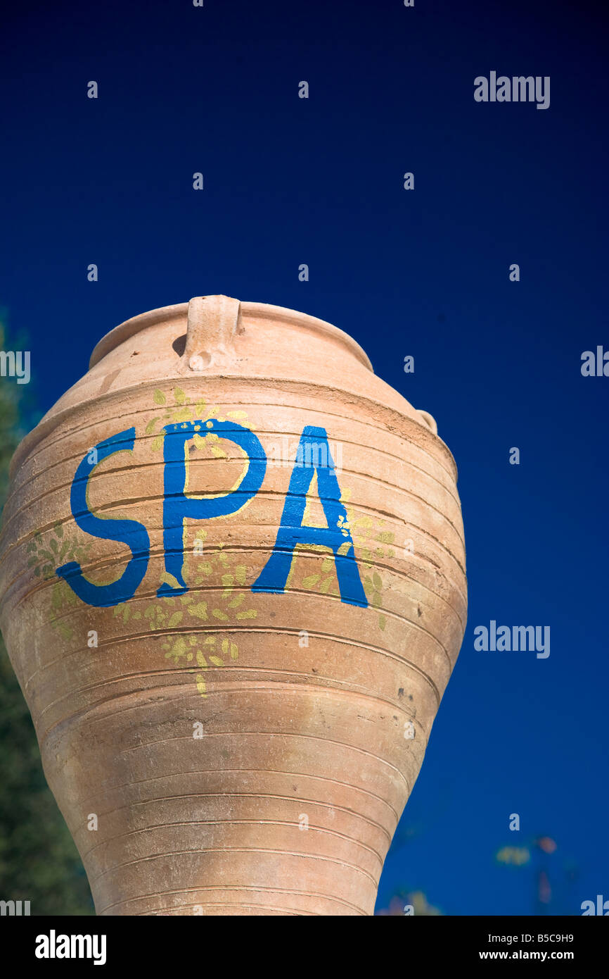 Spa sign in Santorini Greece Stock Photo - Alamy
