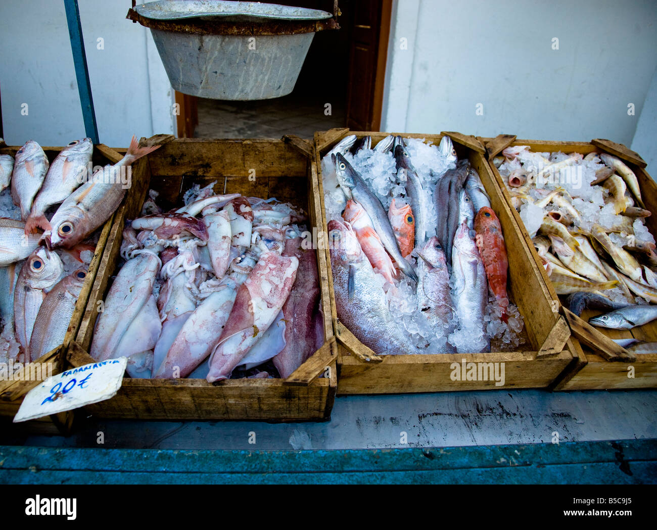 Fish at market Fira Santorini Greece Stock Photo - Alamy