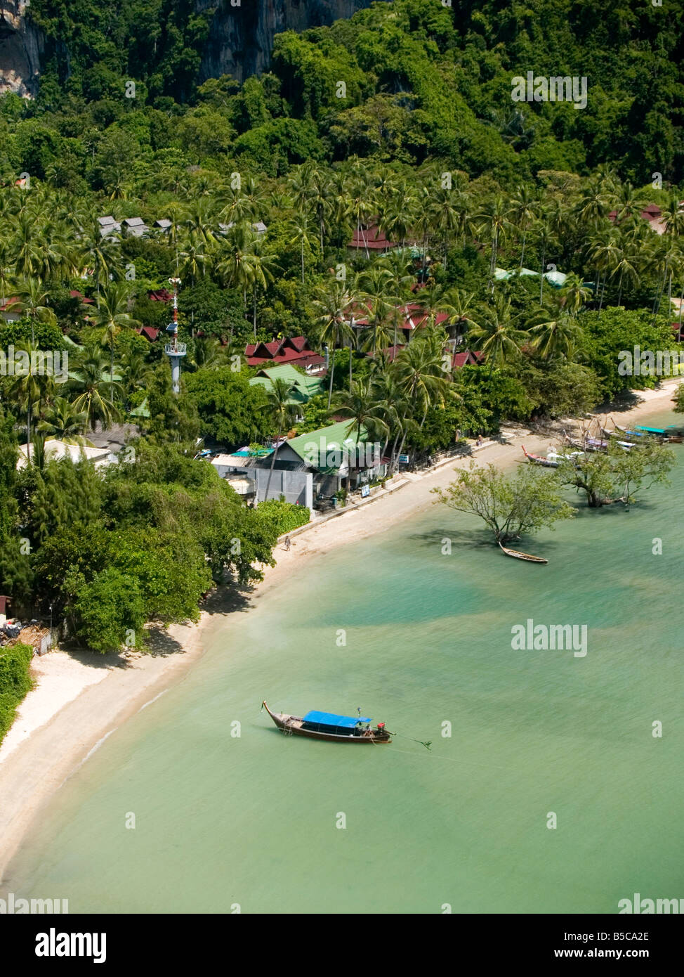 aerial view of beautiful East Rai Leh beach in Krabi Thailand Stock ...