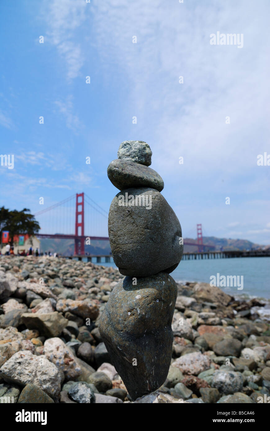 Stone Balance by the Golden Gate bridge Stock Photo - Alamy