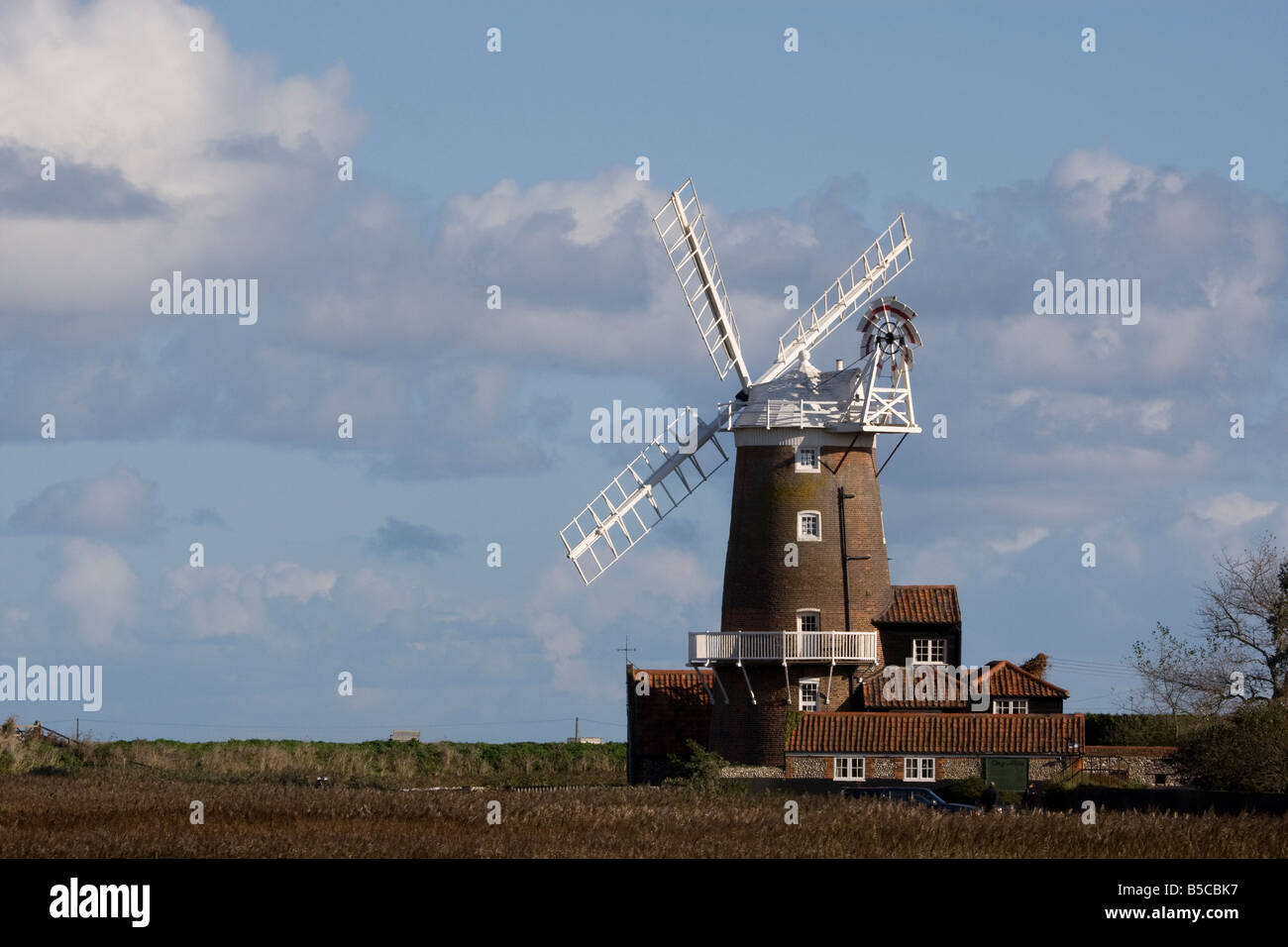 Cley windmill standing prominently over Norfolk saltmarshes Stock Photo ...