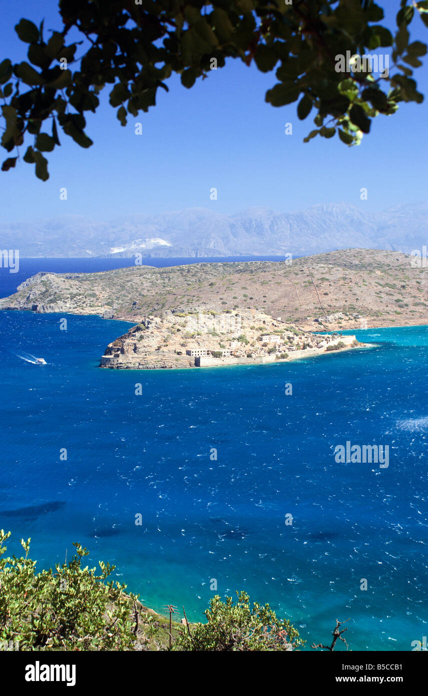 spinalonga island and kolokitha peninsula elounda from moutains above ...