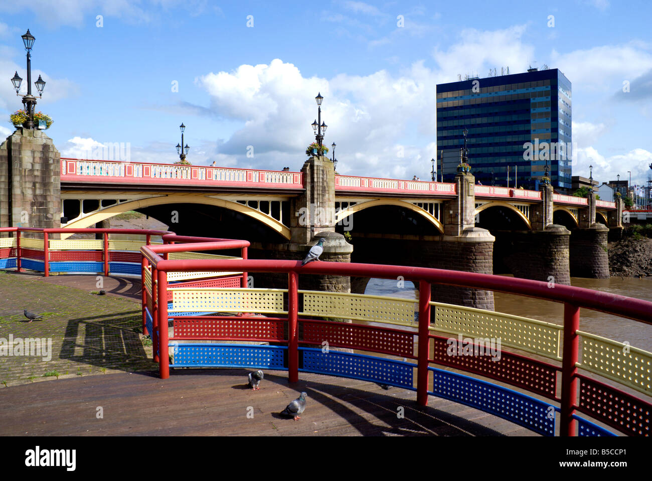 Newport Bridge crossing the River Usk, Newport, Gwent, South Wales ...
