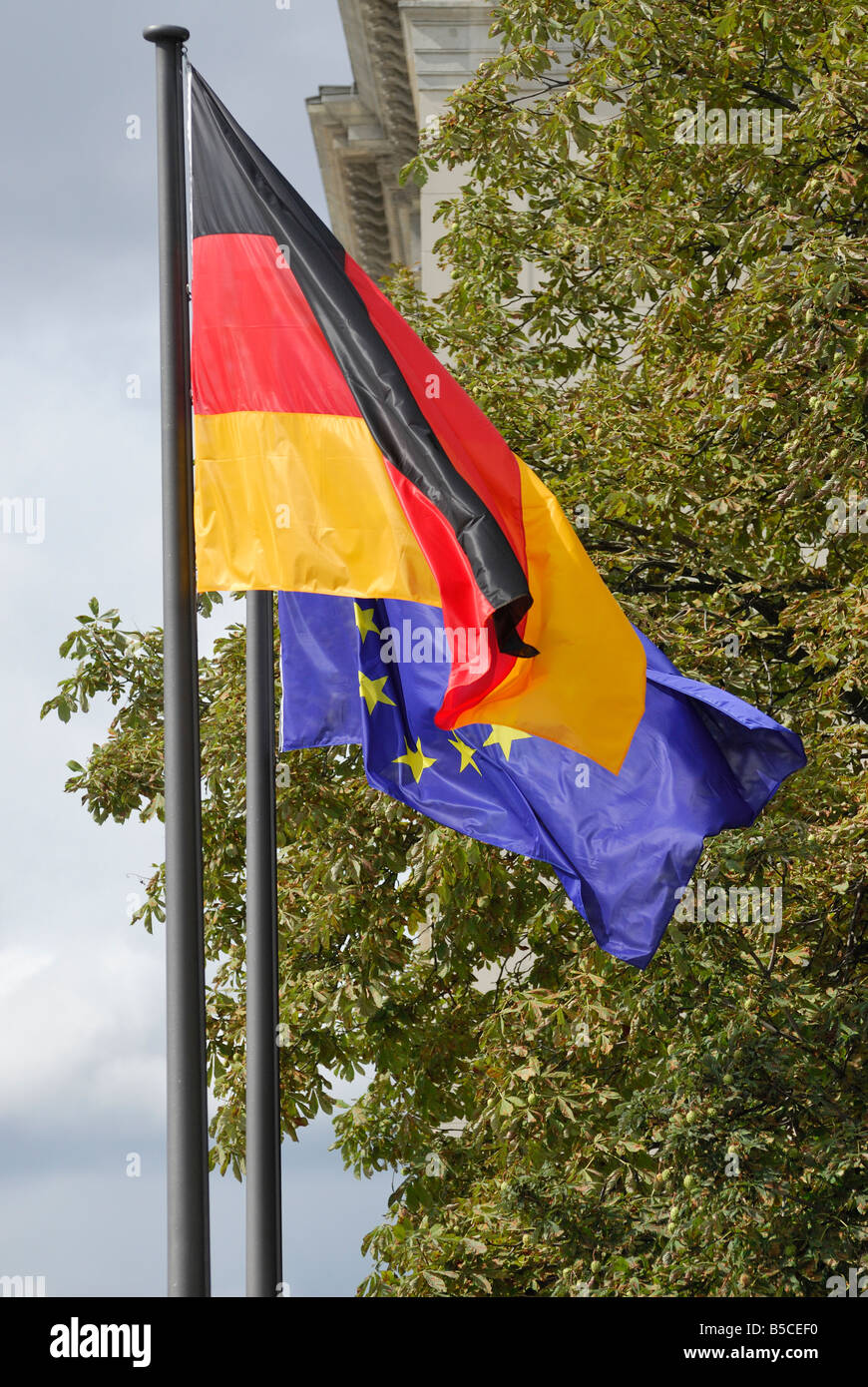 Two flags of Germany and EU Ber in Germany Stock Photo - Alamy
