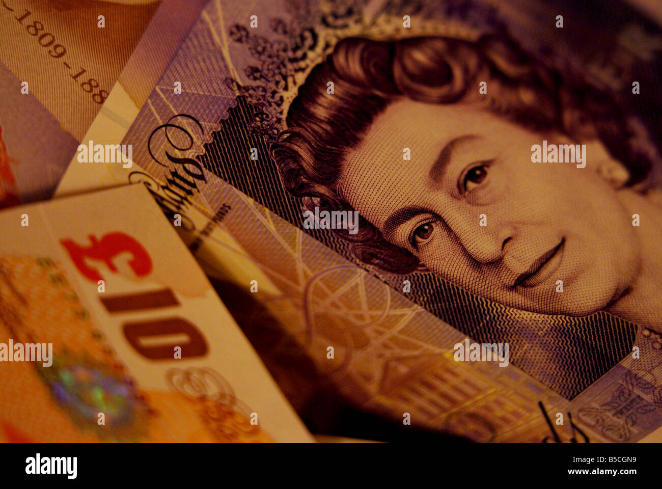 Photo illustration of british banknotes Stock Photo - Alamy