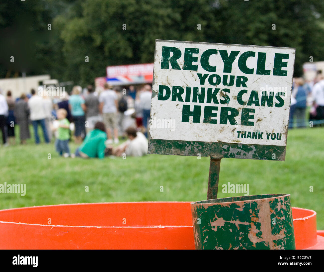 Recycle your drink cans here Bin and Sign at countryside event ...