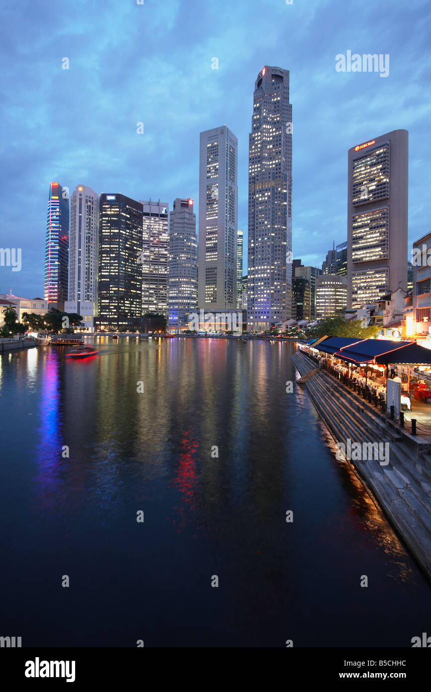 View Of Skyscrapers In Central Business District At Dusk Stock Photo ...