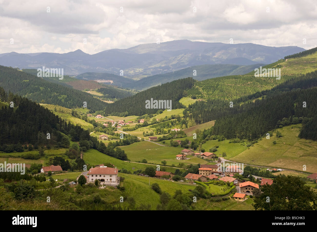 Basque Country, Spain. Atxondo valley and the village of Arrazola in ...