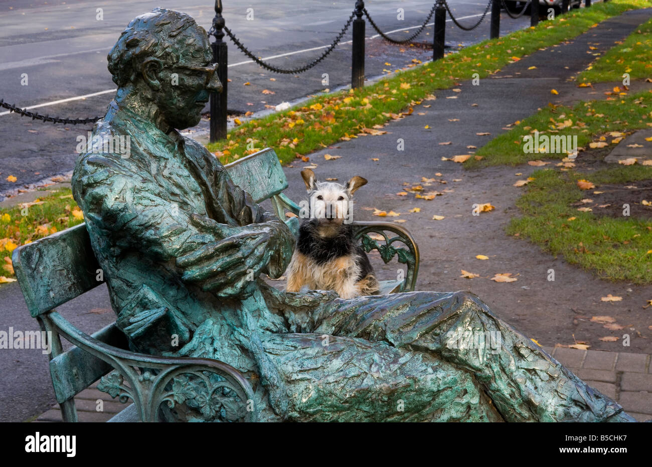 Statue of Patrick Kavanagh on bench, Grand Canal Dublin Stock Photo - Alamy