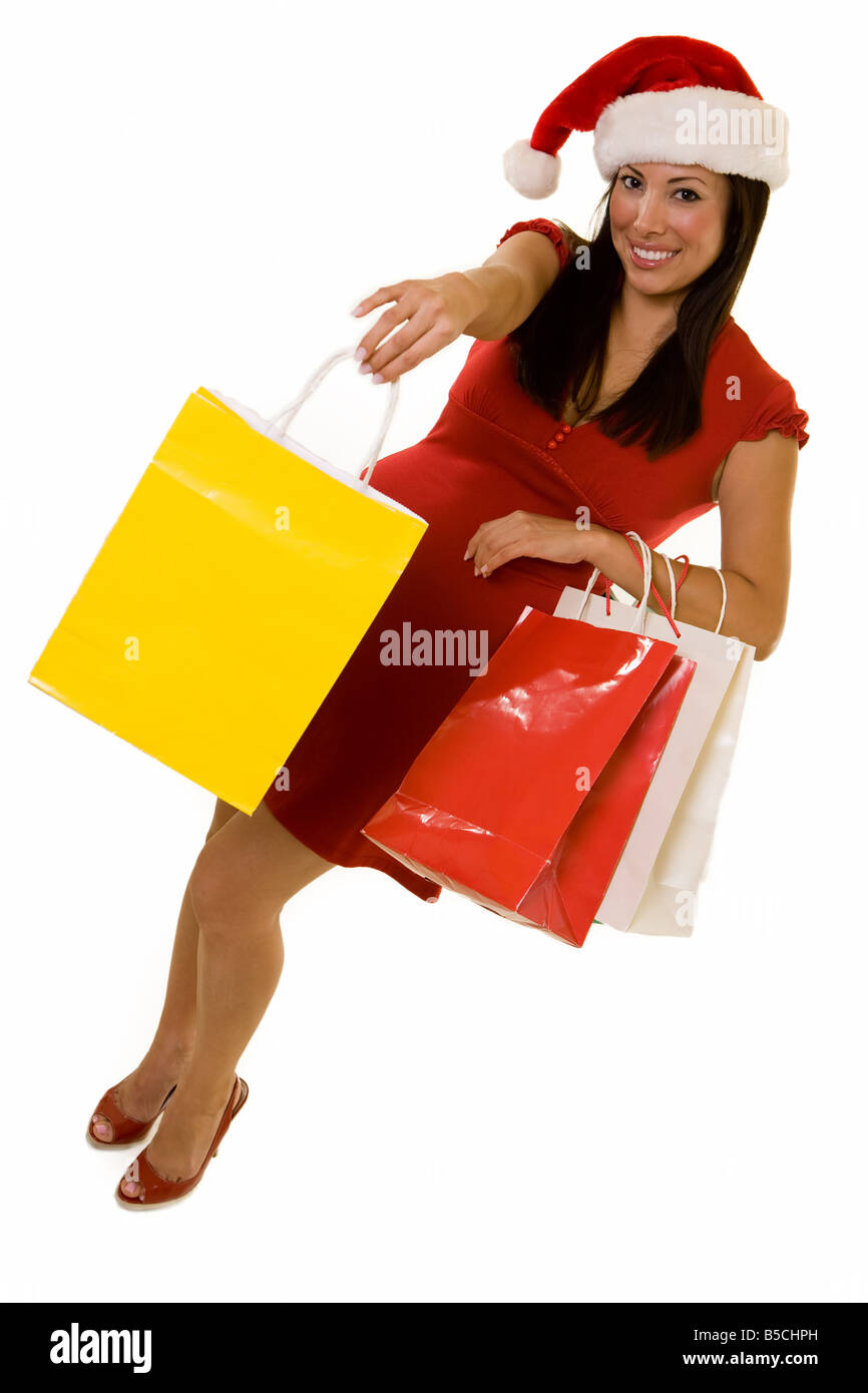 Happy young shopper woman in Cut Out Stock Images & Pictures - Alamy