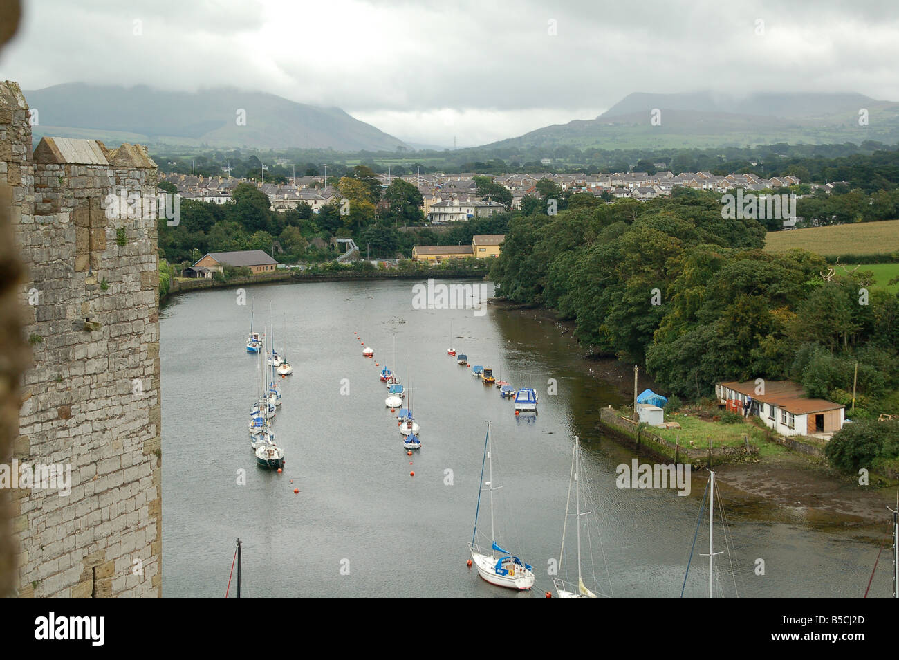View up the Seiont River in Caernafon Gwynedd Wales UK Stock Photo - Alamy