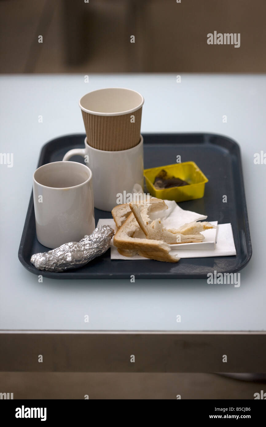 Cafe Tray with used cups Stock Photo - Alamy