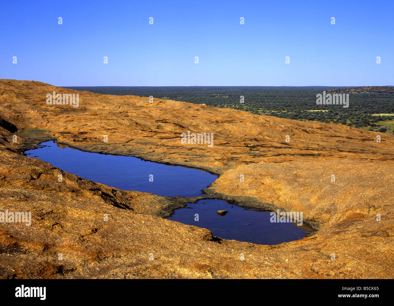 Pool of water on Walga Rock, Murchison, Western Australia Stock Photo ...