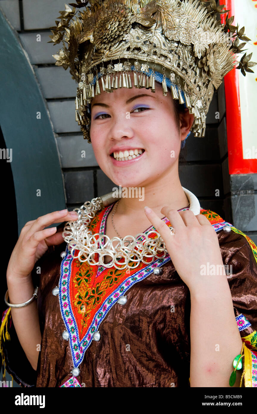 Portrait of a Miao woman Stock Photo - Alamy