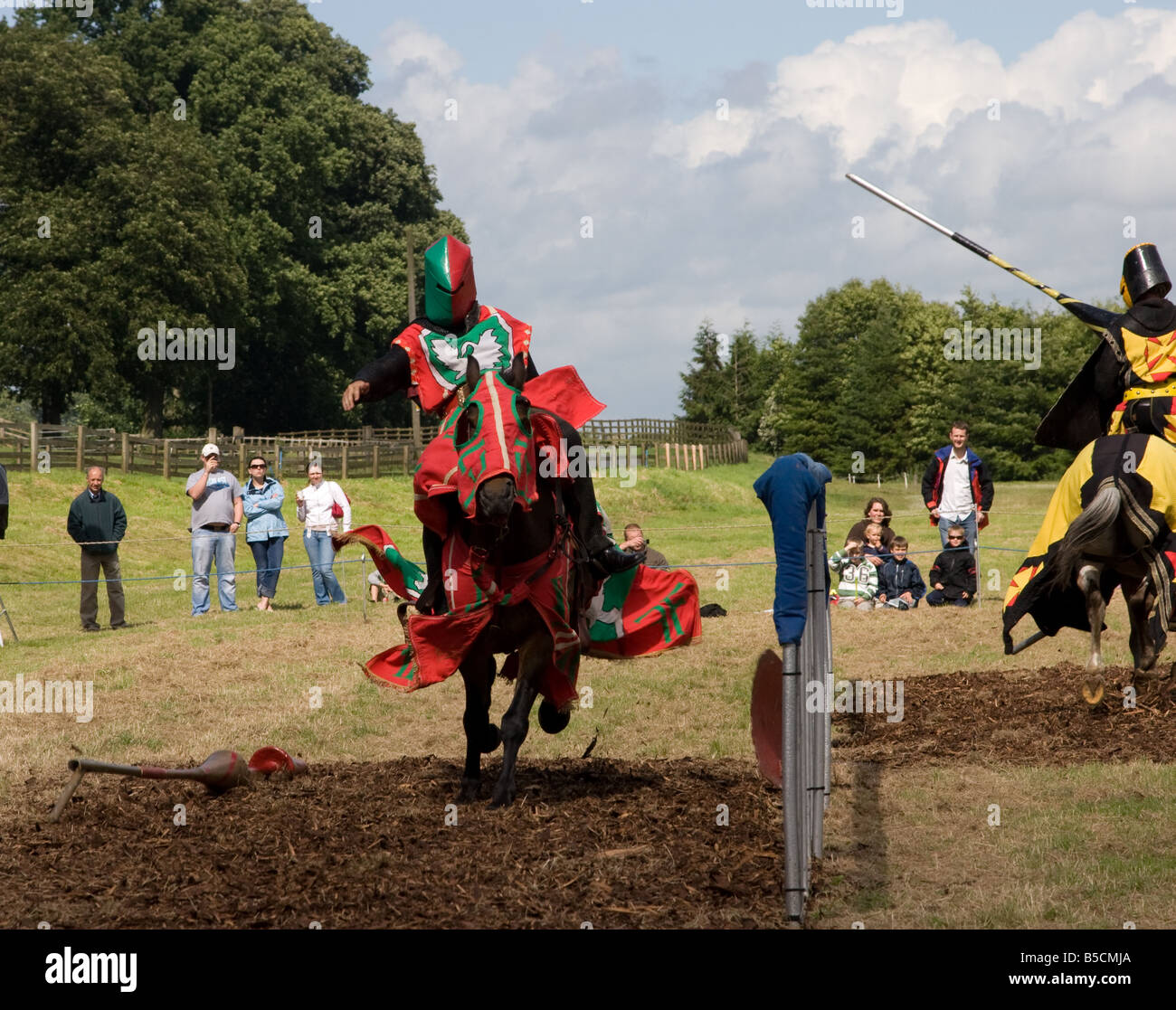 Knights charging at a joust Stock Photo - Alamy