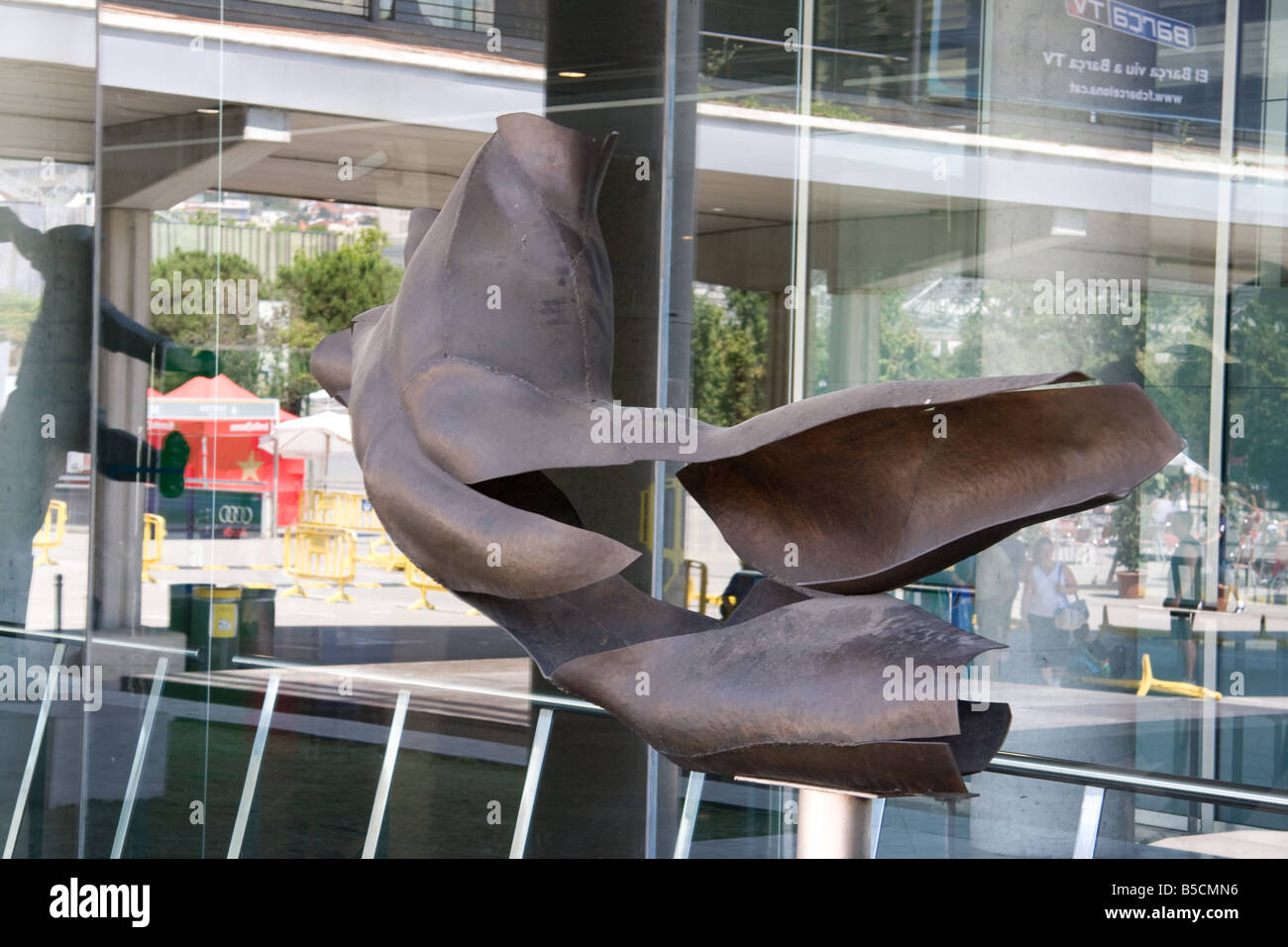 A diving statue in front of the Neu camp stadium in Barcelona Stock ...