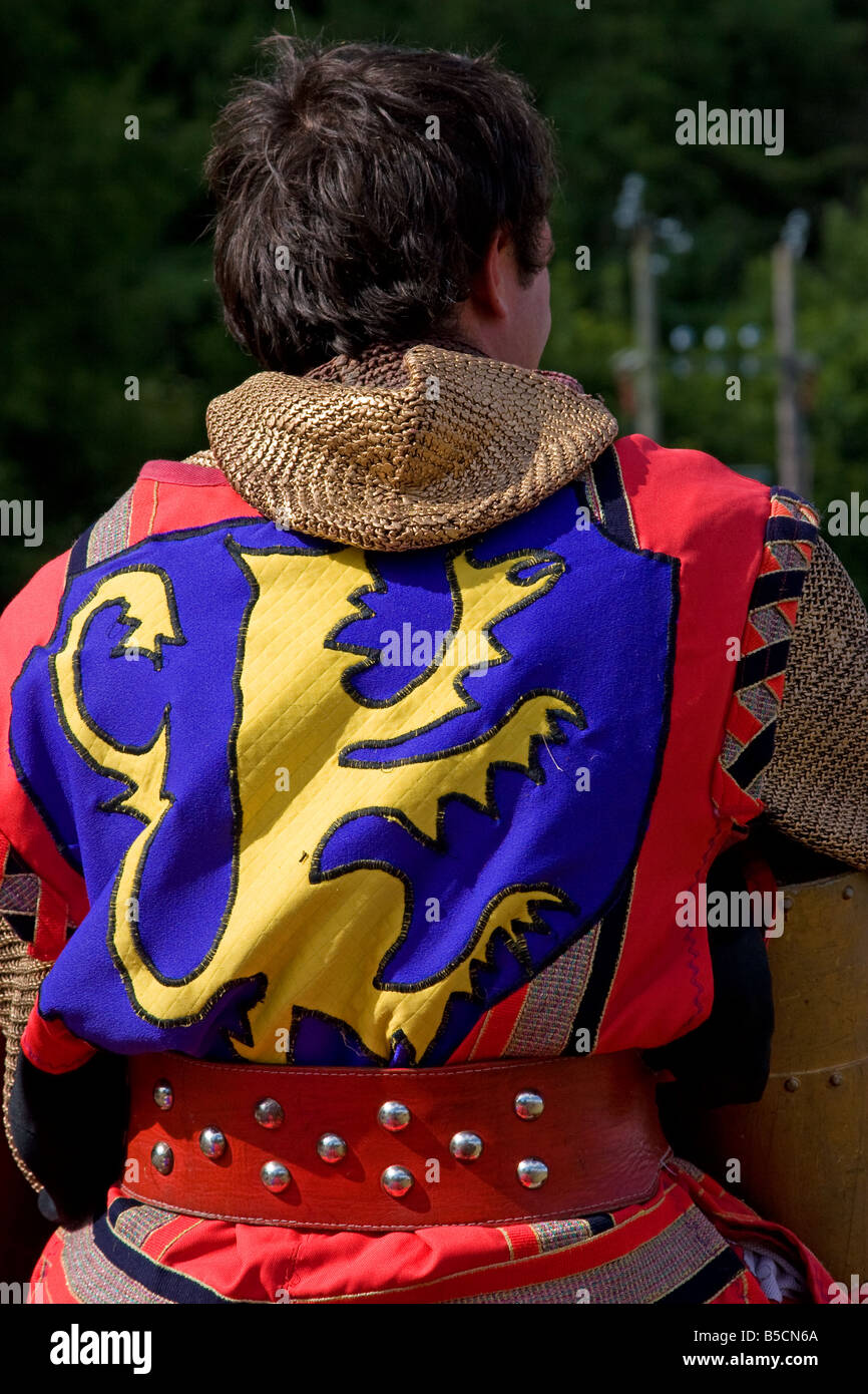 Rear view of a knight at a joust wearing colourful robes Stock Photo ...