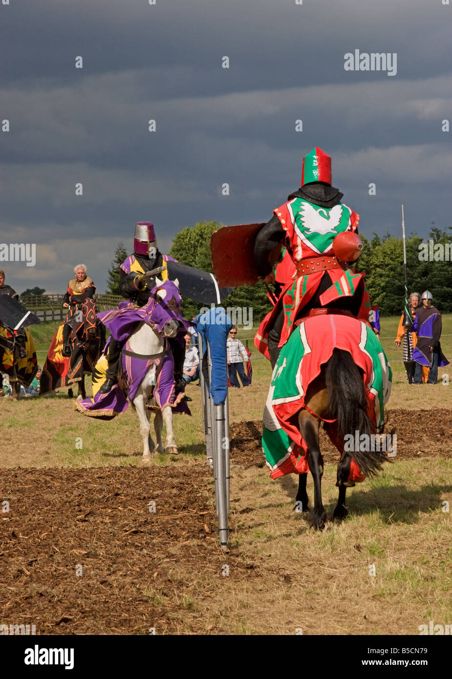 Knights charging at a joust Stock Photo - Alamy