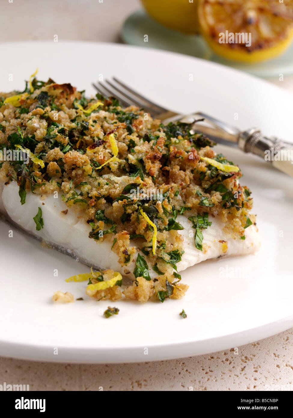 Herb crust halibut hi-res stock photography and images - Alamy