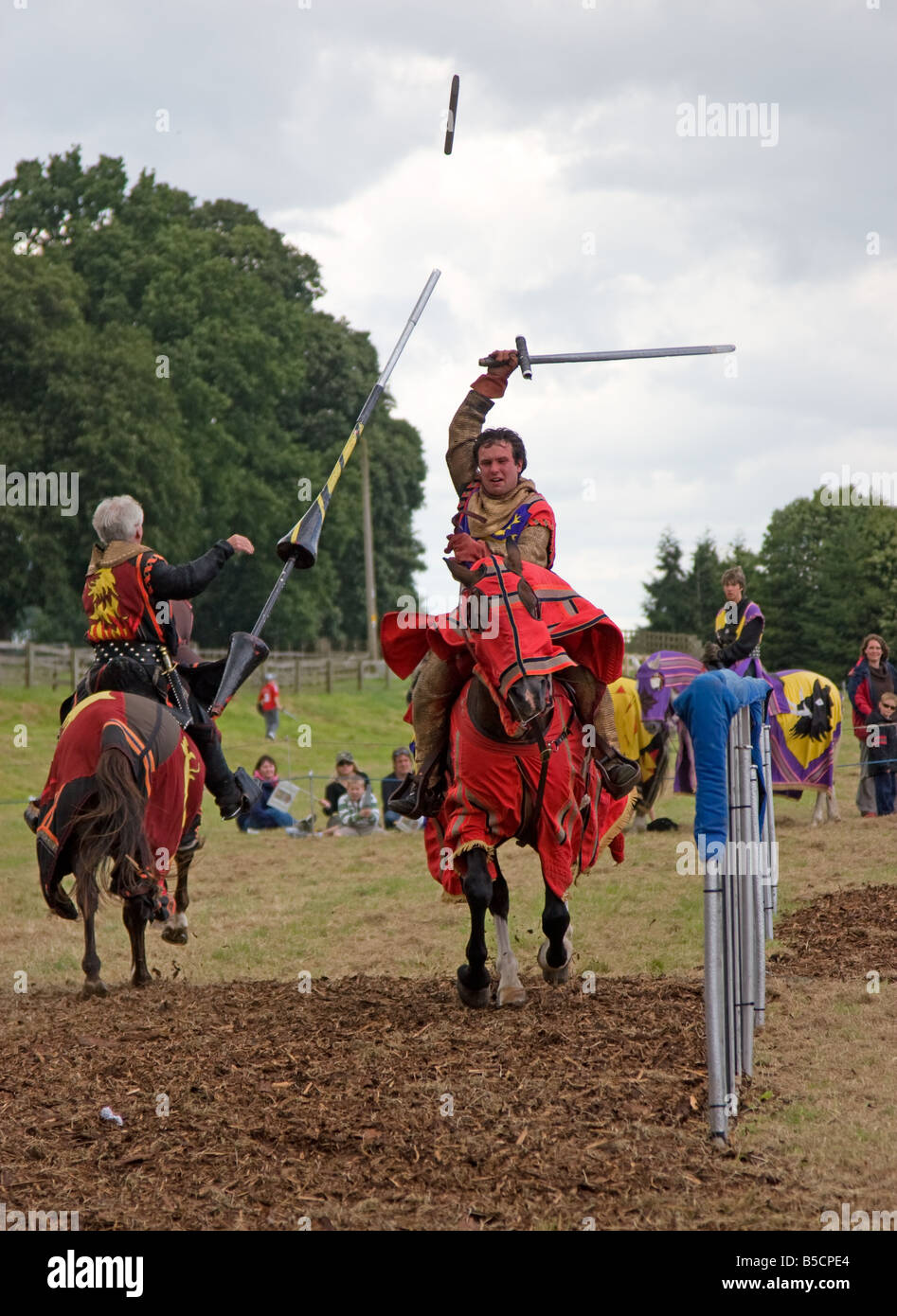 Knights charging at a joust Stock Photo - Alamy