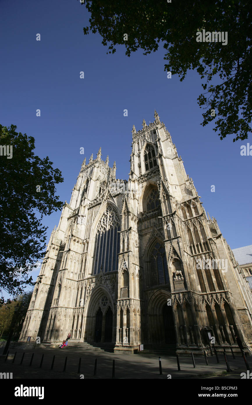 City of York, England. West façade and bell towers of York Minster ...