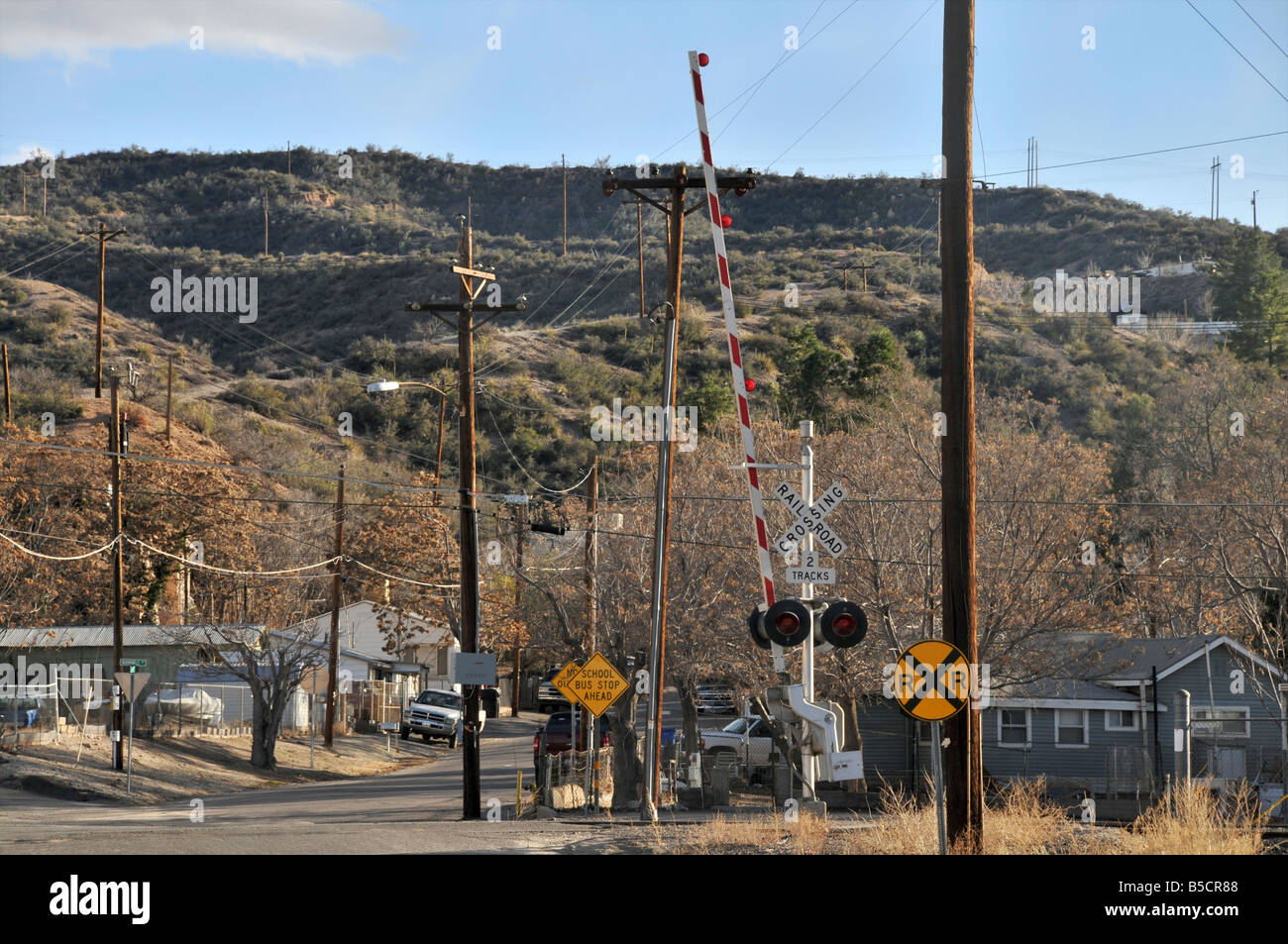 Rail Road crossing in Globe, Arizona Stock Photo - Alamy