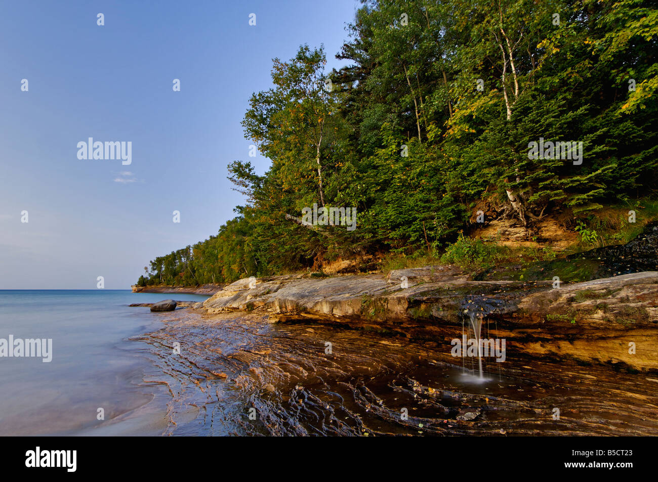 Small Waterfall Entering Lake Superior at Miners Beach Pictured Rocks ...
