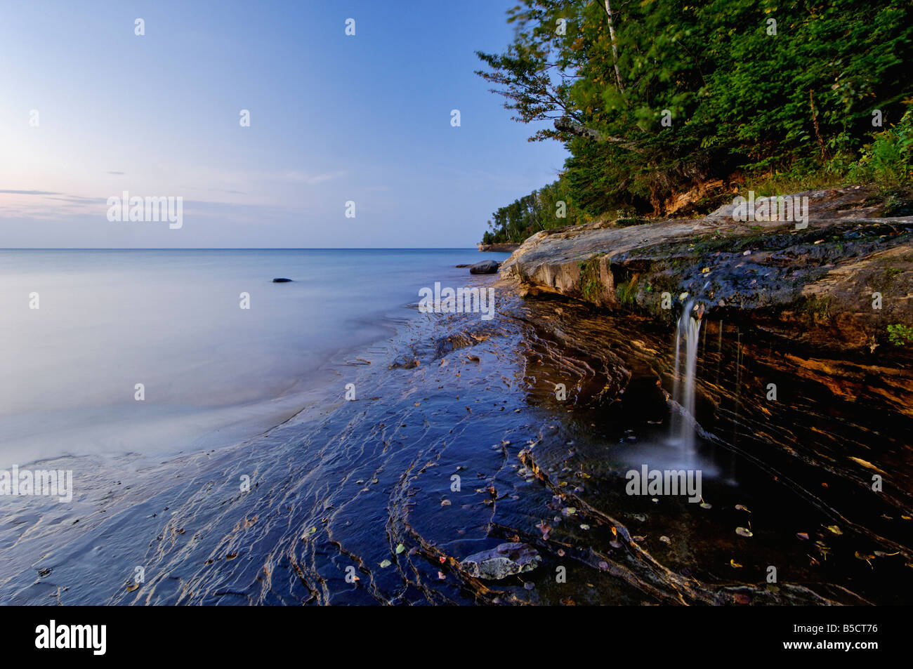 Small Waterfall Entering Lake Superior at Miners Beach Pictured Rocks ...