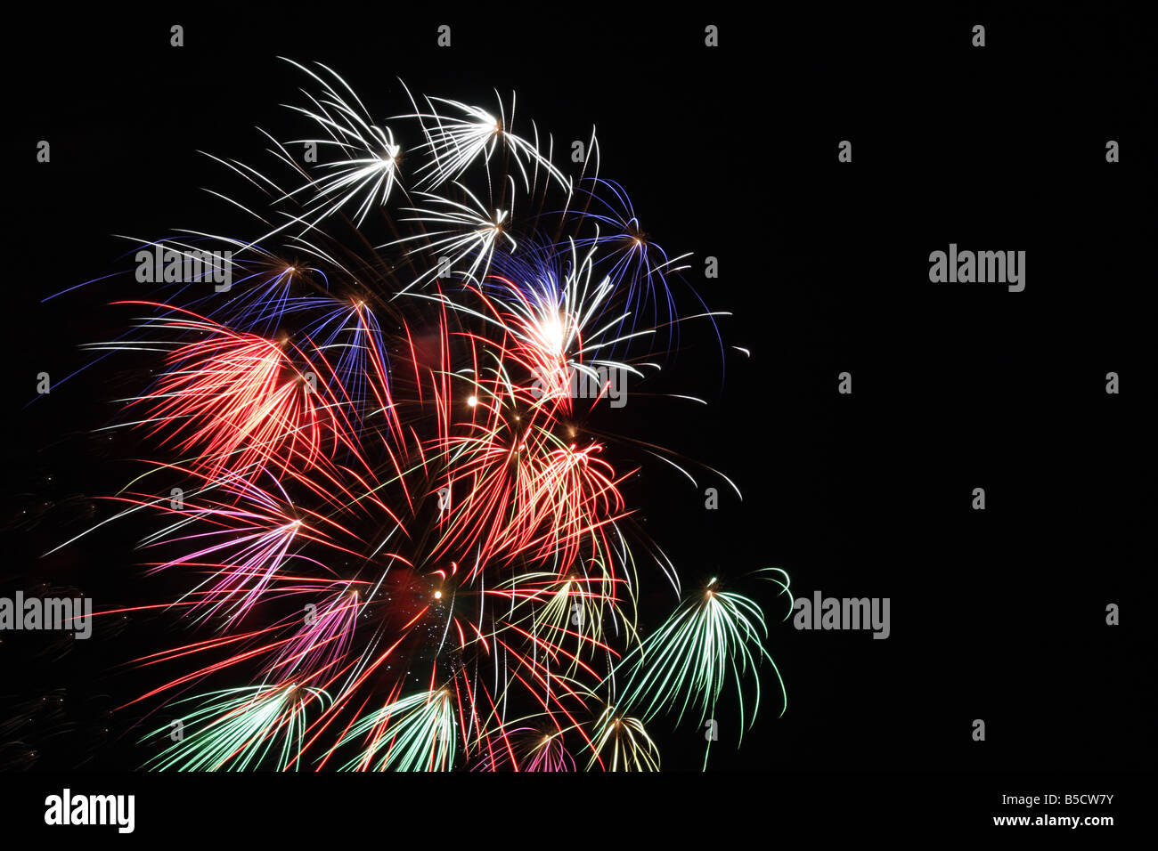 Multicolored multiburst foreworks Stock Photo - Alamy